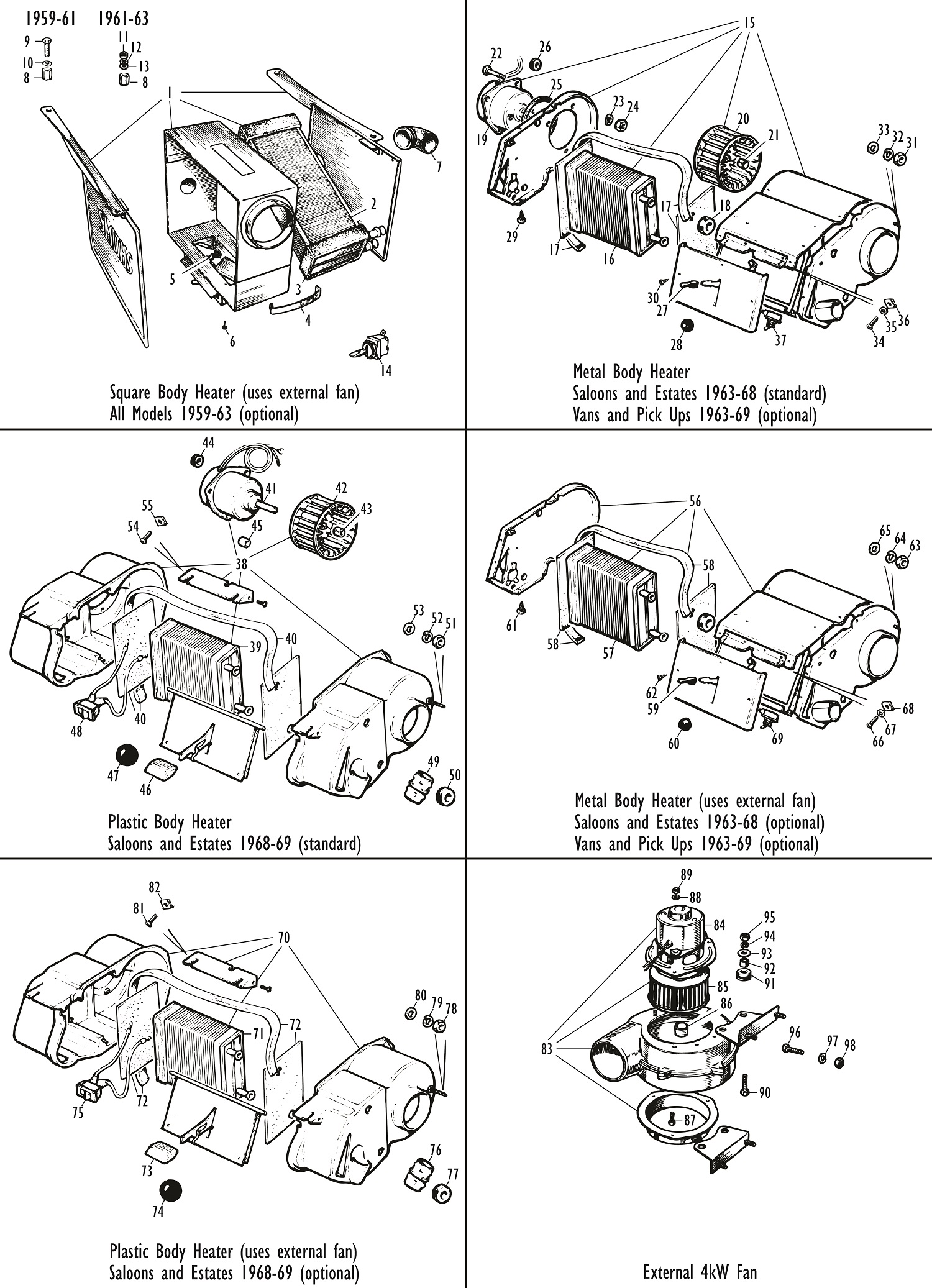 Fresh air heater units 1959-69 : Somerford Mini - Mini Specialists, Prov...