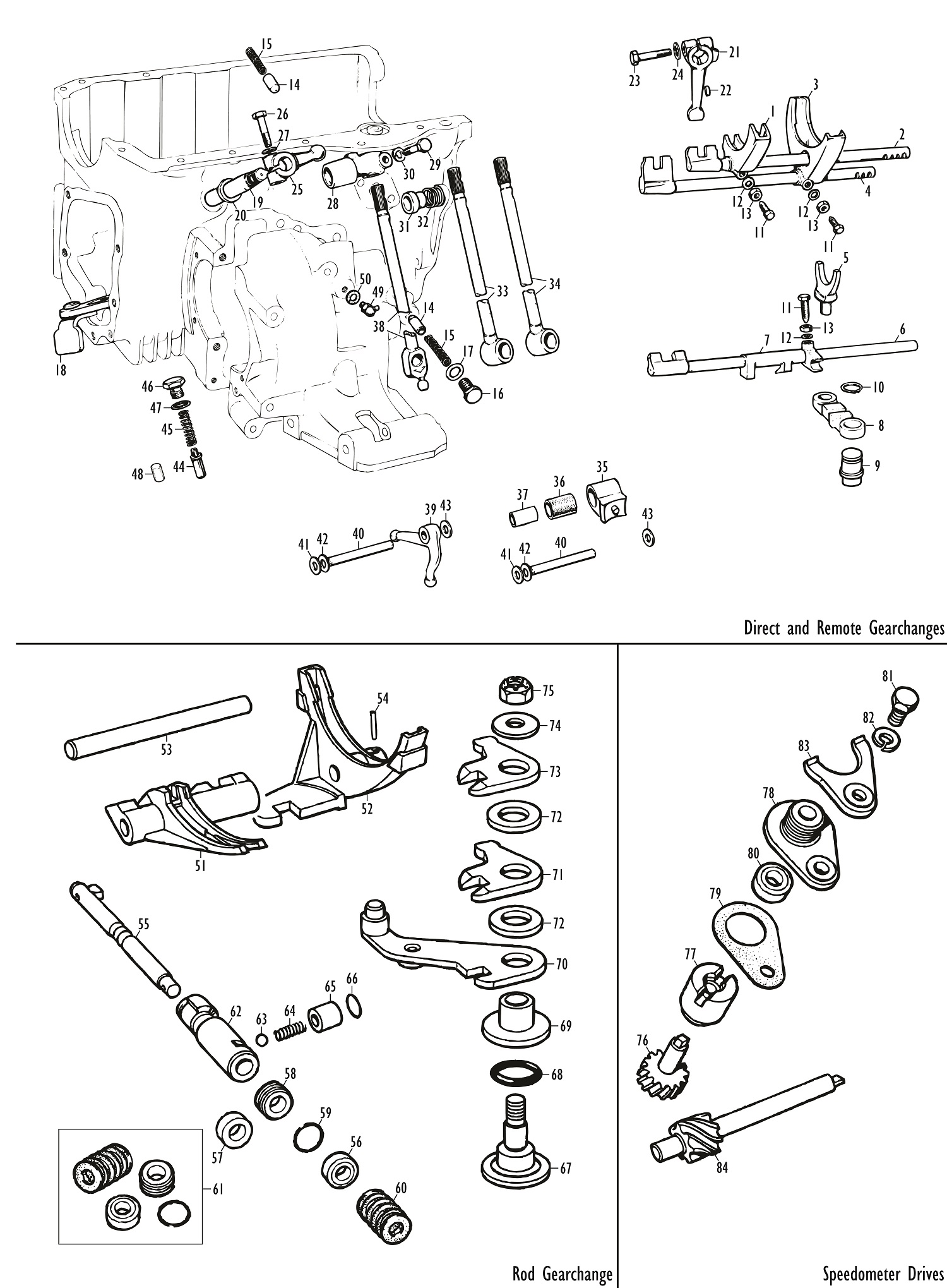 Manual gearbox - selectors and speedometer drives : Somerford Mini - Min...