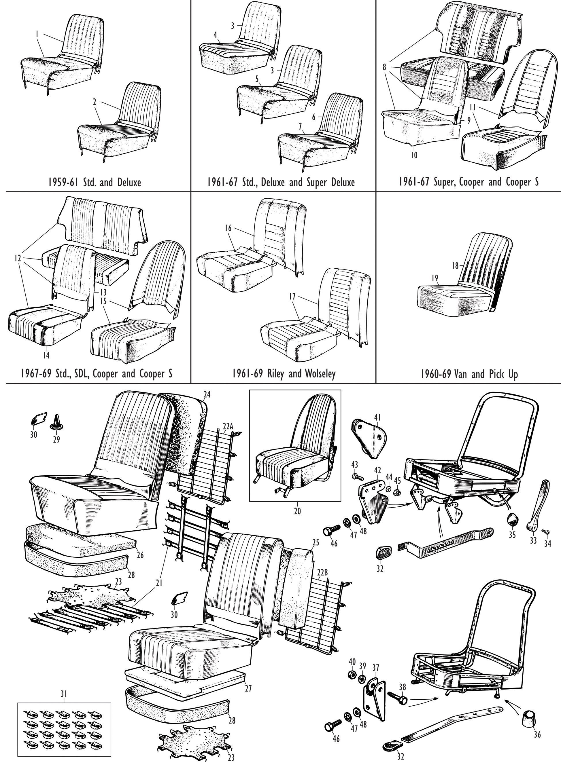 Front seats 1959-69 : Somerford Mini - Mini Specialists, Providing the c...