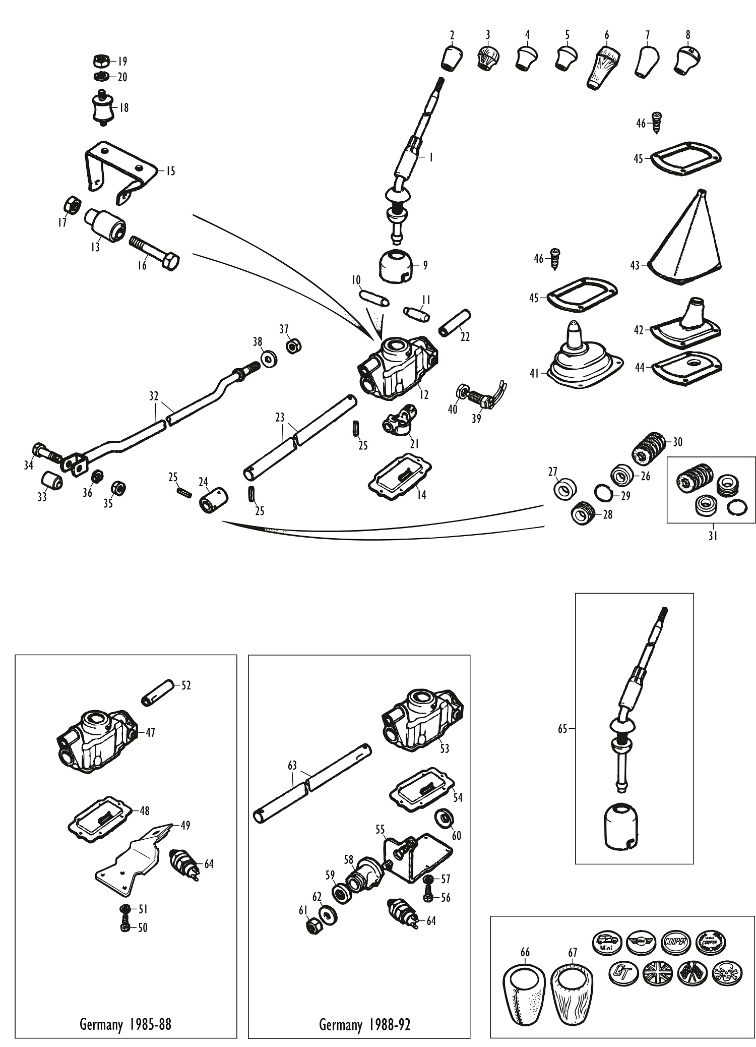 Manual gearbox - rod gearchange : Somerford Mini - Mini Specialists, Pro...