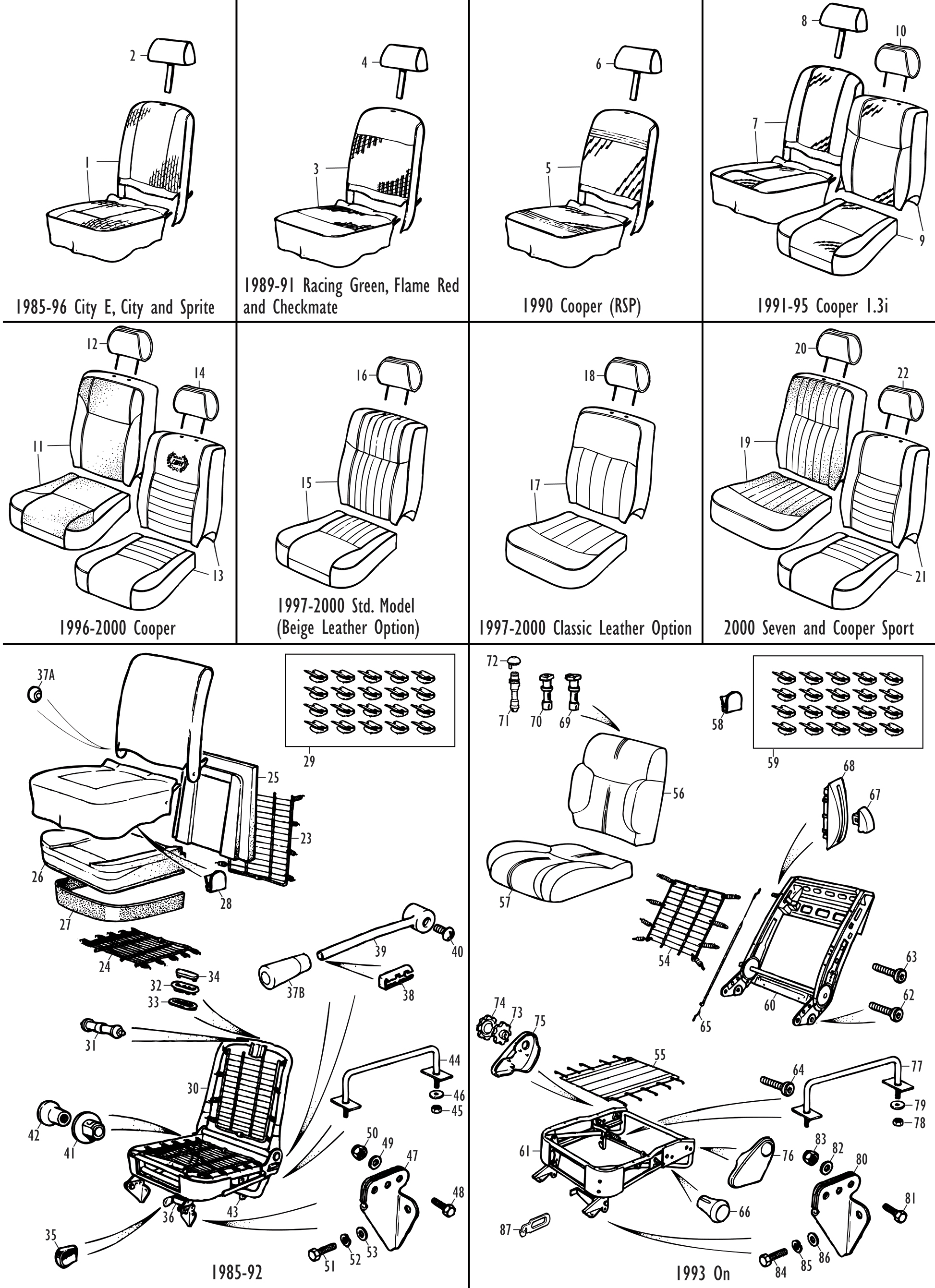 Front seats 1985 on : Somerford Mini - Mini Specialists, Providing the c...