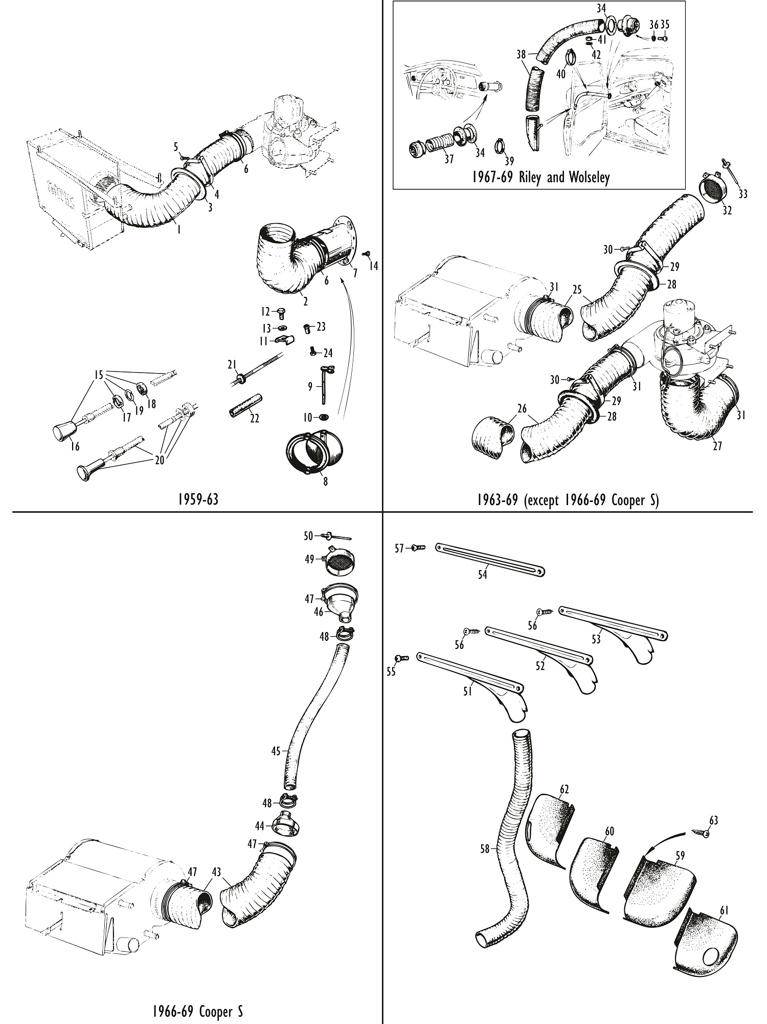 Fresh air and demister ducts 1959-69 : Somerford Mini - Mini Specialists...