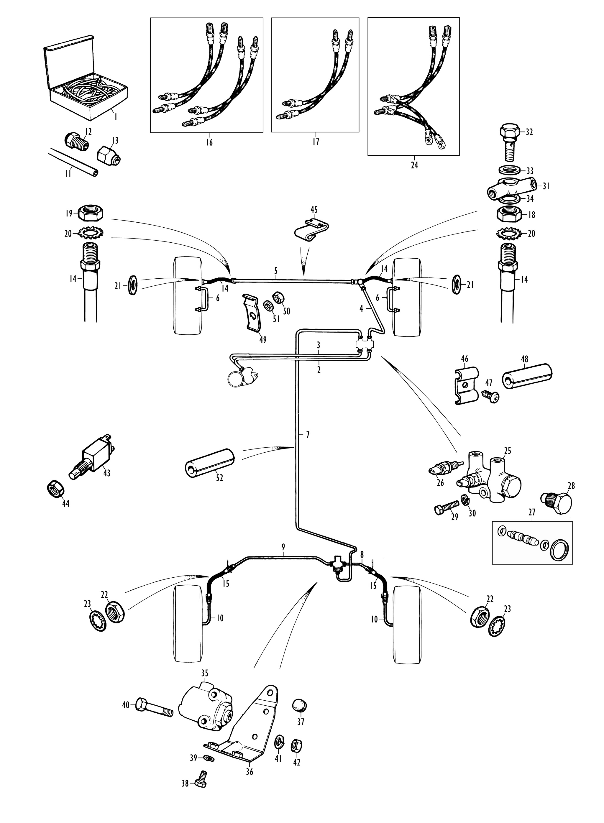 Brake systems - front rear split LHD 1969-80 : Somerford Mini - Mini Spe...