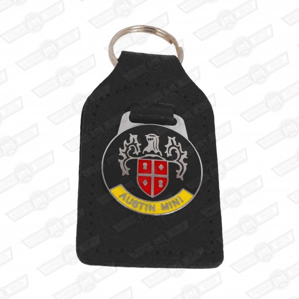 KEY FOB- BLACK LEATHER,'AUSTIN MINI' : Somerford Mini - Mini Specialists...