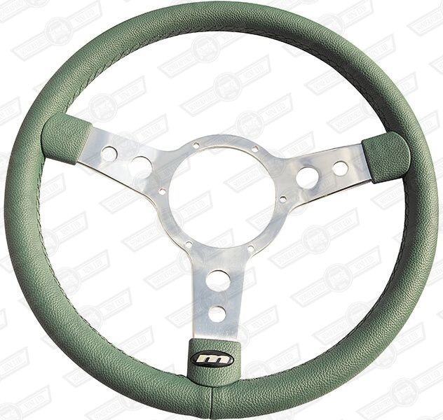 MOUNTNEY STEERING WHEEL-GREEN VINYL 13'' POLISHED SPOKES : Somerford Min...