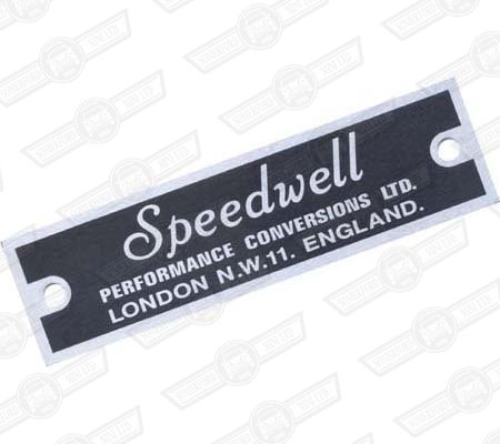 PLATE-'SPEEDWELL'-BLACK AND SILVER : Somerford Mini - Mini Specialists,
