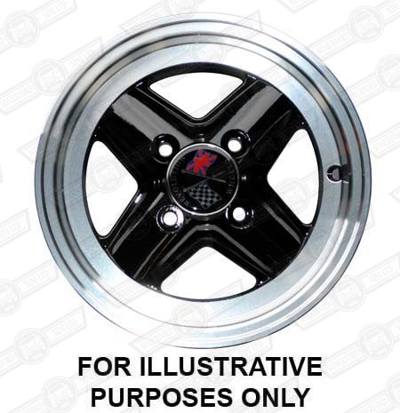 REVOLUTION 4 SPOKE 6 x 13 SILVER RIM, BLACK SPOKES : Somerford Mini - Mi...